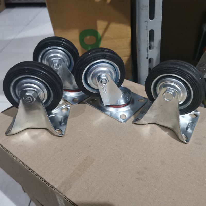 Jual Set Isi 4 Buah Roda Karet Trolley 3" Hidup Mati Roda Troli 3 Inch ...