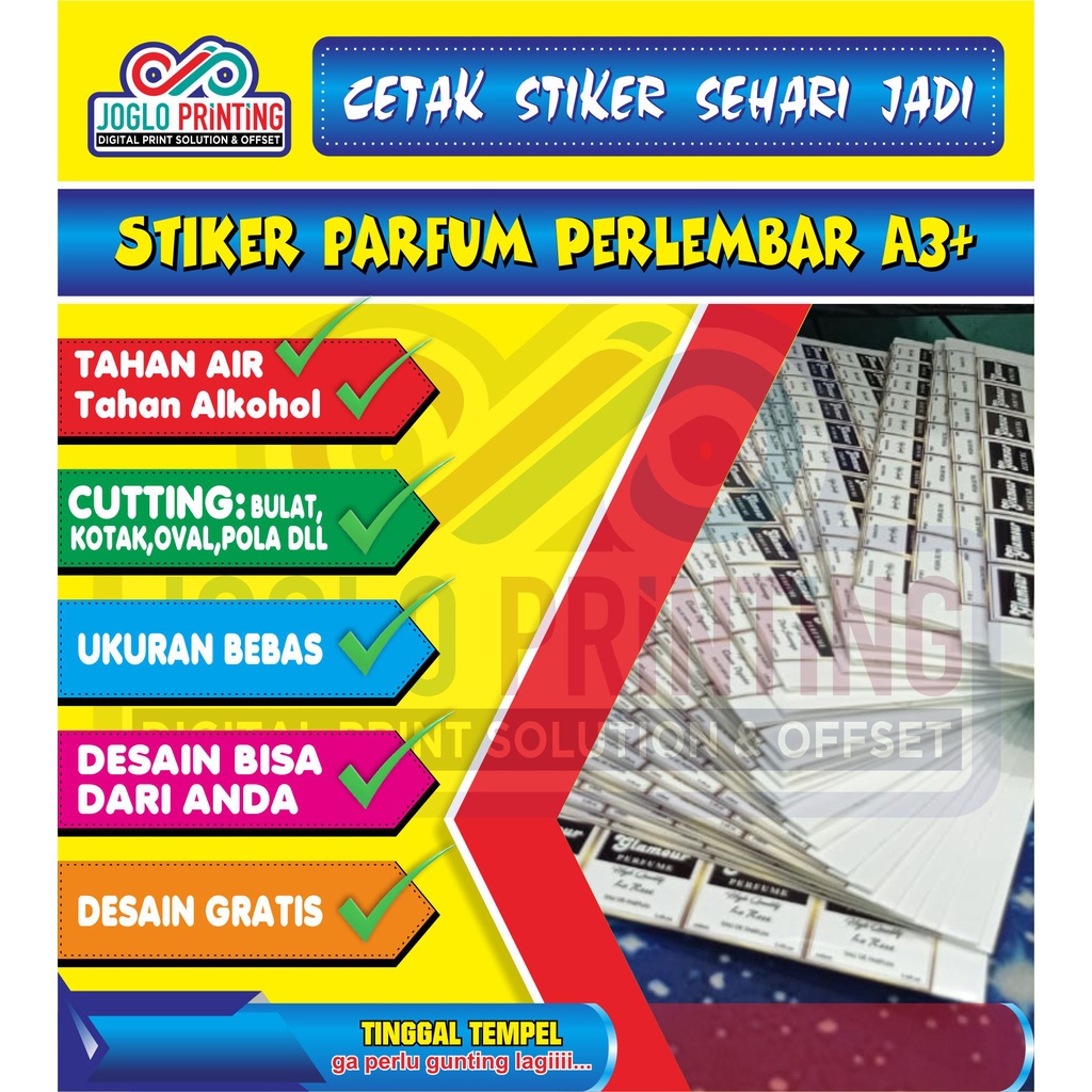 Jual STIKER LABEL PARFUME BAHAN VINYL A3+ ANTI AIR + LAMINASI GLOSSY ...