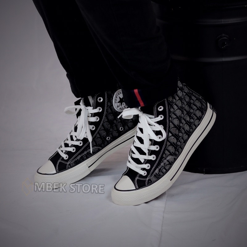 Jual Sepatu Converse Chuck Taylor 70s High DIOR Black White Premium ...