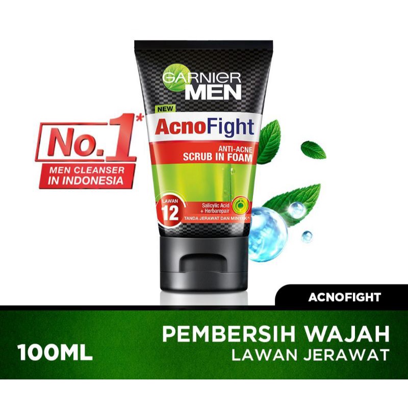 Jual GARNIER MEN ACNO FIGHT ANTI-ACNE SCRUB IN FOAM 50ML/100ML | Shopee Indonesia