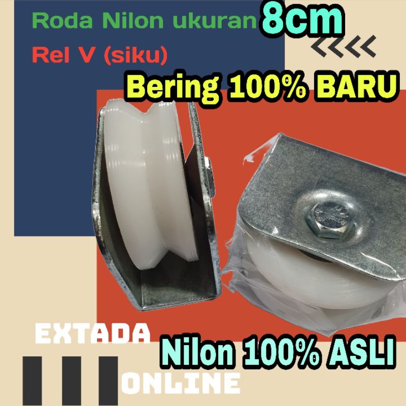 Jual Roda pintu Pagar Nilon UKURAN 8 CM/REL siku (v) tidak berisik ...