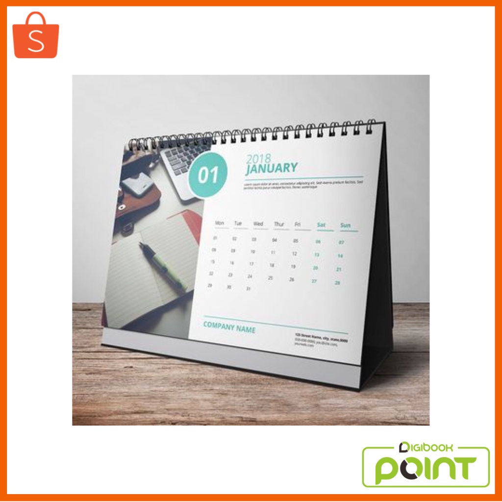 Jual Kalender Meja Custom 2024 - Tatakan Linen Hitam - 13 Lembar 1 Muka ...