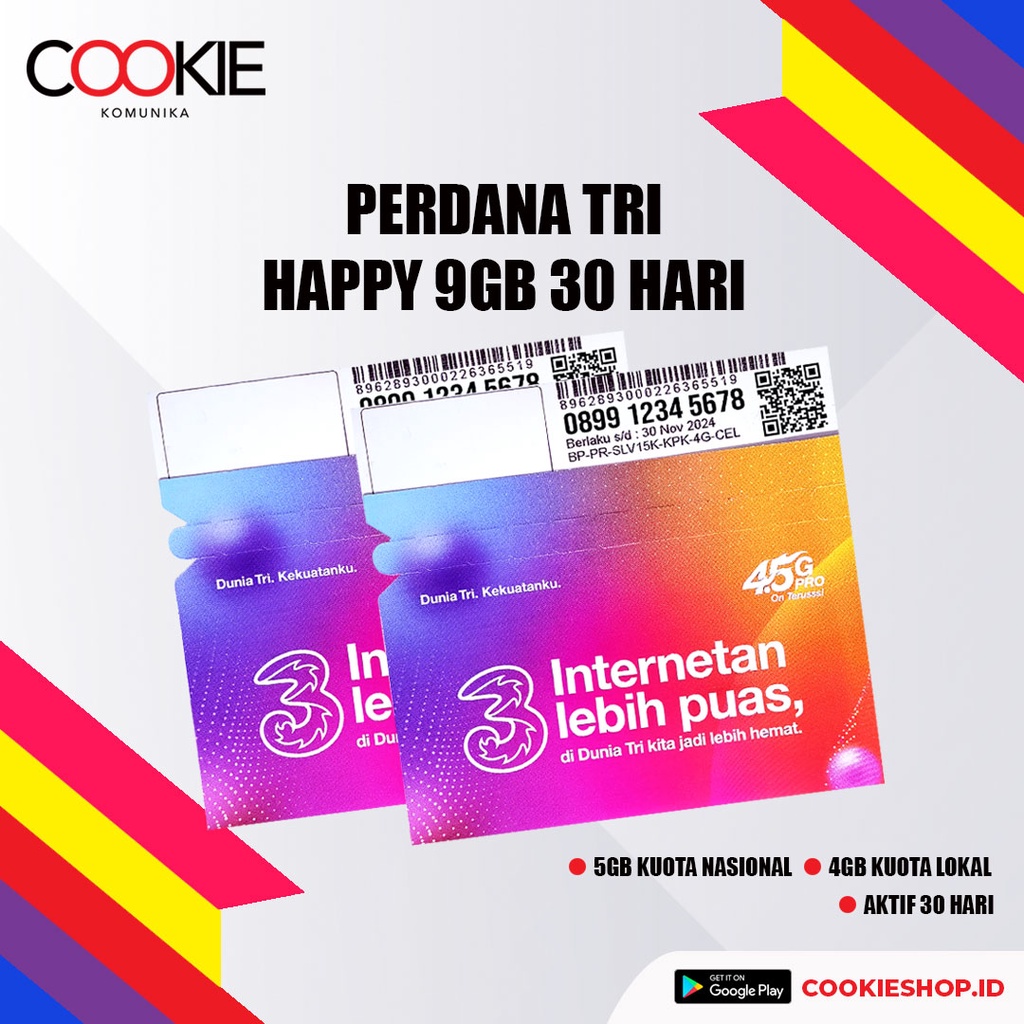 Jual PERDANA TRI HAPPY 9GB | Shopee Indonesia