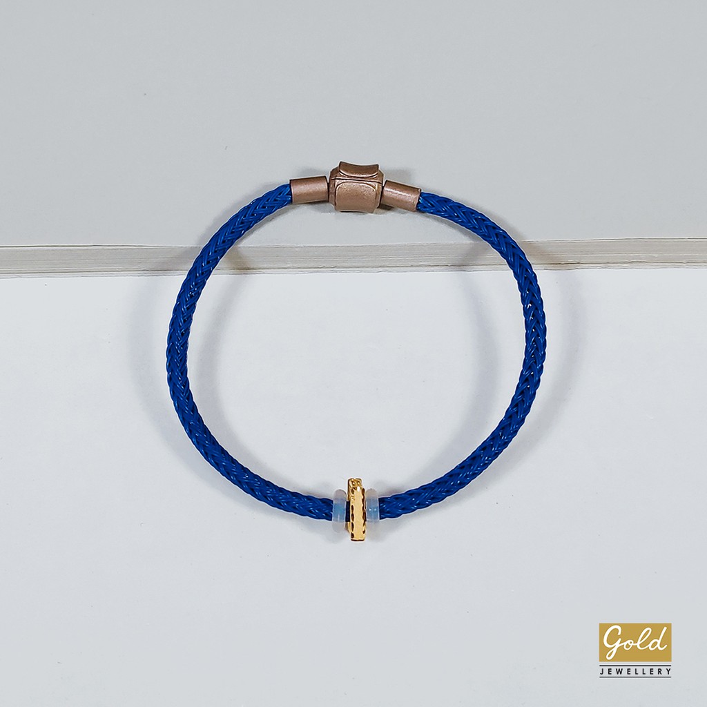 Jual Gelang tali emas kuning kadar 700 70% inisial I bsr tali pdr biru ...