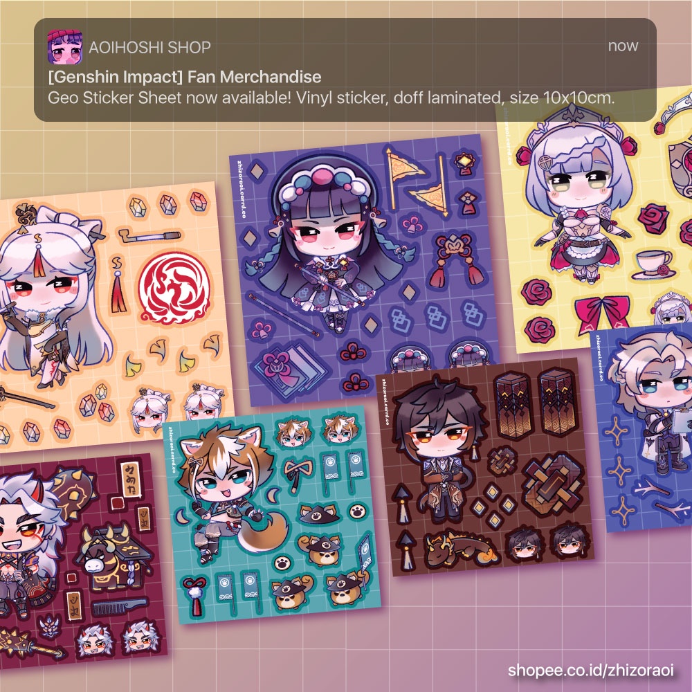 Jual GENSHIN IMPACT - GEO Kisscut Sticker Sheet | Shopee Indonesia