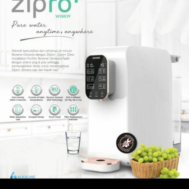 Jual Dispenser advance/ filter air tanpa galon advance ZIPRO | Shopee ...