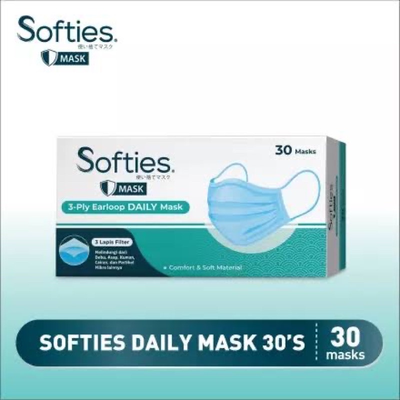Jual MASKER SOFTIES DAILY MASK 3 PLY EARLOOP ISI 30 PCS | Shopee Indonesia