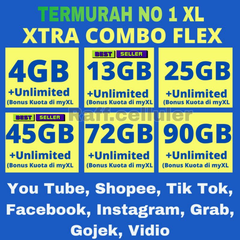 Jual PAKET DATA KUOTA XL REGULER 33GB COMBO FLEX S M L XL MURAH | Shopee Indonesia