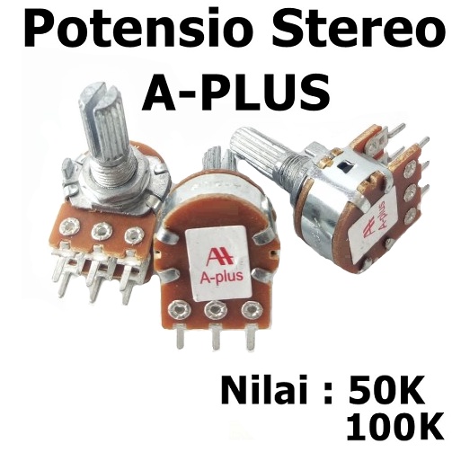 Jual Potensio Stereo 50K - 100K Merk A-Plus Pengganti Merk Alpha 6 Pin ...