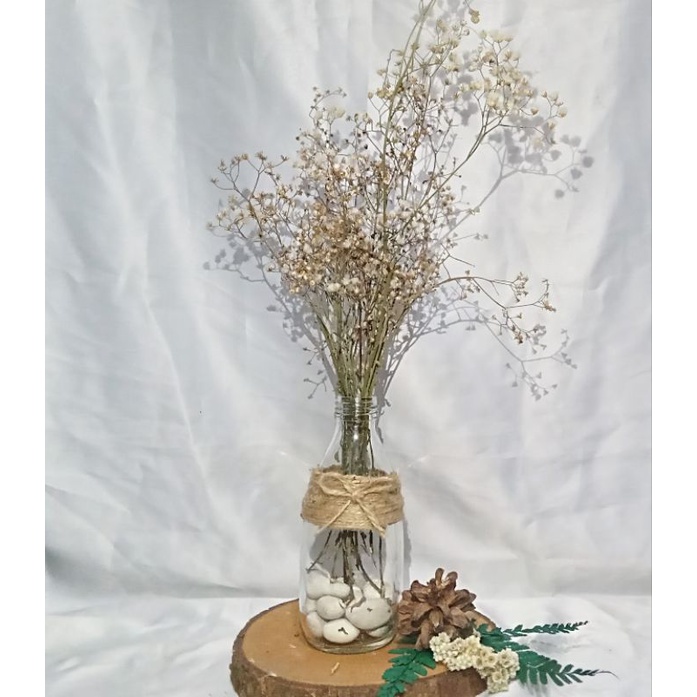 Jual vas bunga kaca tali rami bunga kering dandelion | Shopee Indonesia