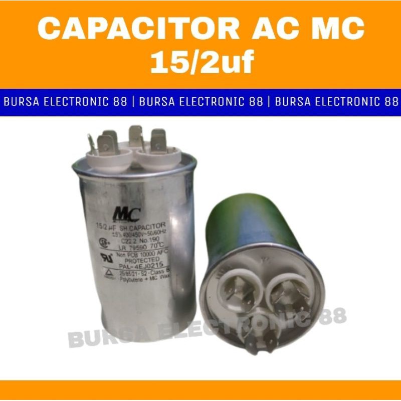 Jual Capacitor / Kapasitor AC MC 15/2uf | Shopee Indonesia