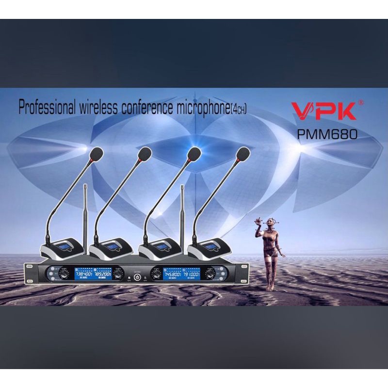 Jual Microphone Wireless Podium VPK PMM 680 Original 4 Mic Meja ...