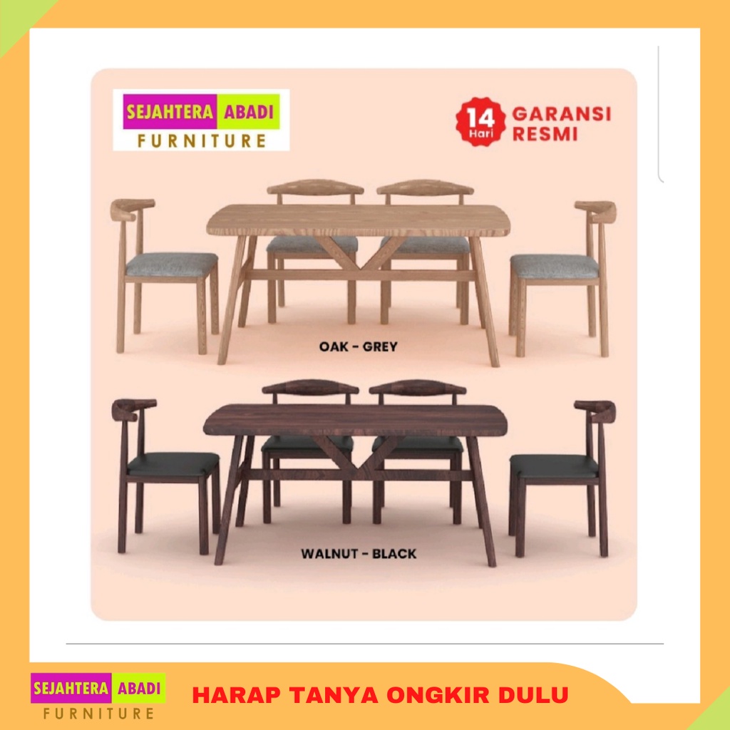 Jual prodesign meja makan set kayu minimalis SIS DTS plus 4 kursi ...