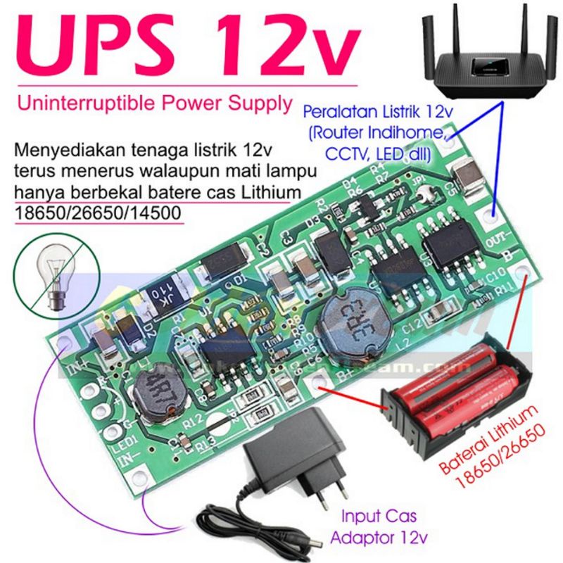 Jual Module UPS 9V 12V Step Up Plus Charging Untuk Modem Dan CCTV ...
