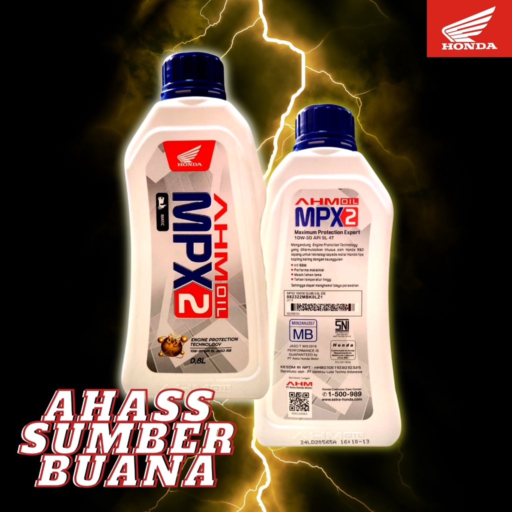 Jual AHM OIL MPX 2 800 ML 10w-30 API SL OLI MATIC MPX2 082322MBK0LZ1 | Shopee Indonesia