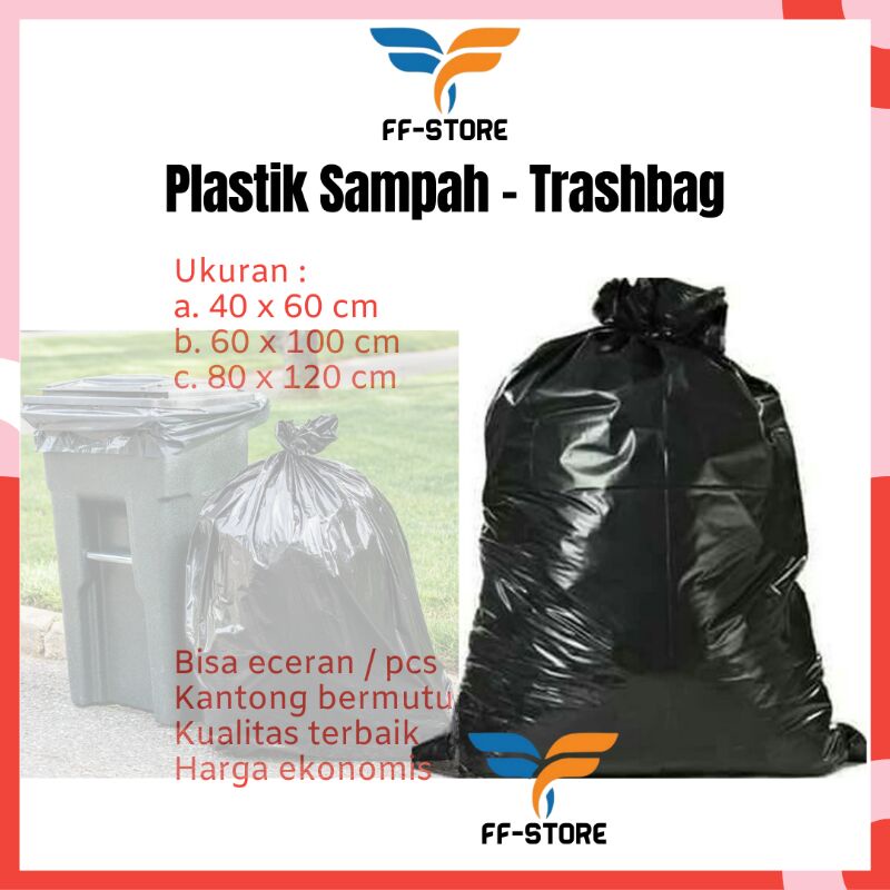Jual [SATUAN] Kantong Plastik Sampah Besar Trash bag Warna Hitam Ukuran 40x60 50x75 60x100 ...