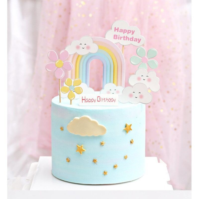 Jual Topper Pelangi Bunga Awan Bahan Kertas 1 Set | Shopee Indonesia