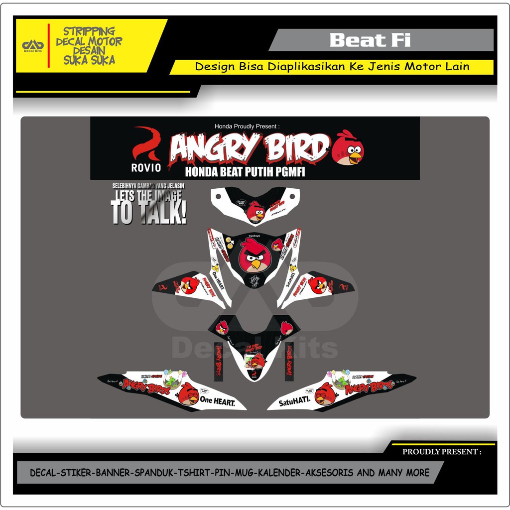 Jual Stiker Decal Honda Beat Fi Full Body AGRY BIRD PUTIH | Shopee ...