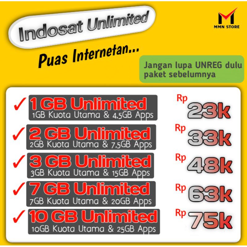 Jual Paket Data Indosat Unlimited 30 Hari | Shopee Indonesia