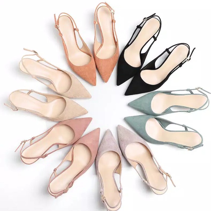 Jual Sandal Heels Suade Bludru Wanita kekinian terbaru Hak jinjit ...