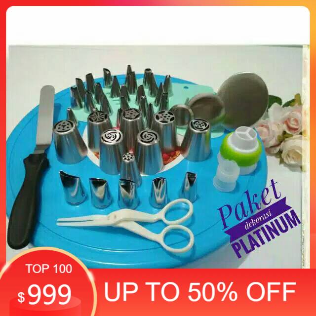 Jual Paket dekorasi kue tart spuit Rusia original spuit mawar spatula ...