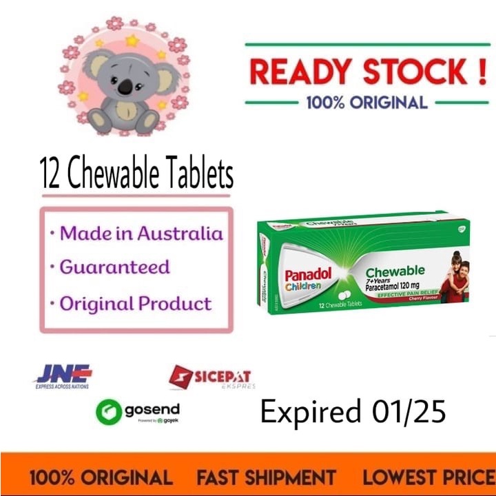 Jual Panadol Children Anak Chewable Kunyah Paracetamol 120mg ORI Aussie ...