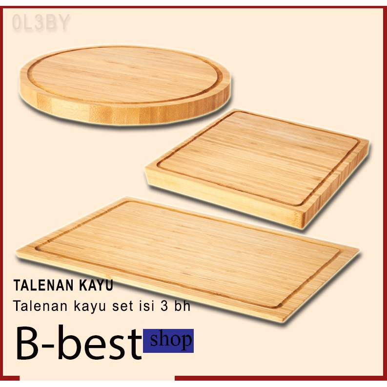 Jual TALENAN KAYU BAMBU Set isi 3 bh talenan set ALAS POTONG SAYURAN ...