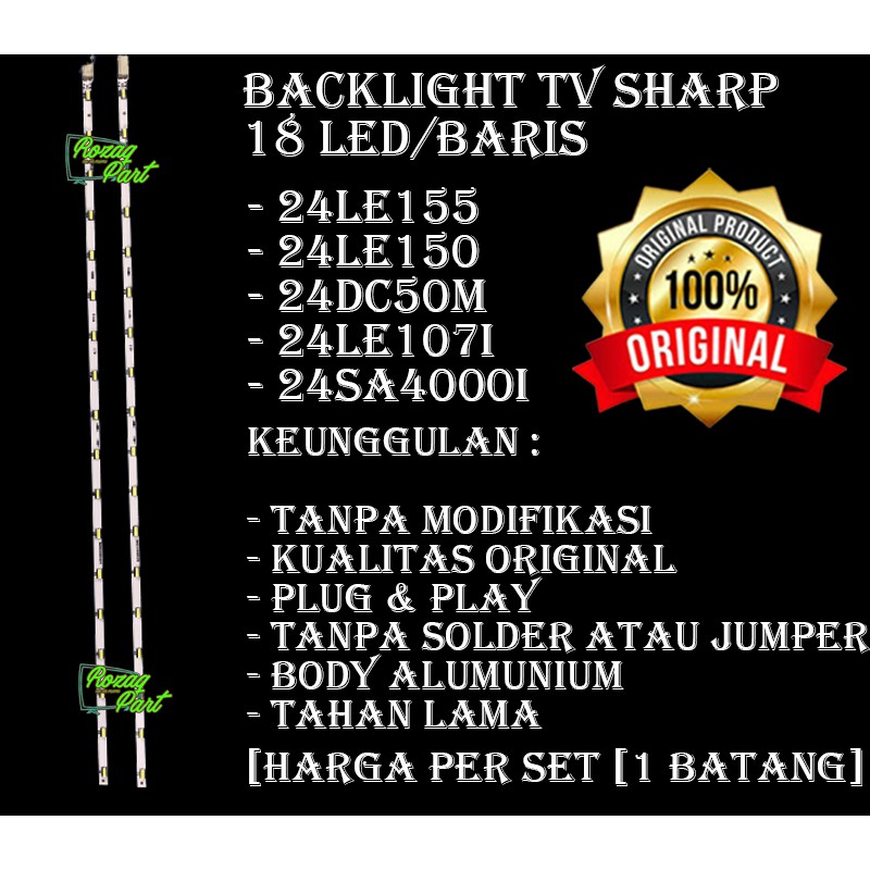 Jual Lampu Backlight TV Sharp 24 inc inchi Type LC 24LE107I 18 Led 3 ...