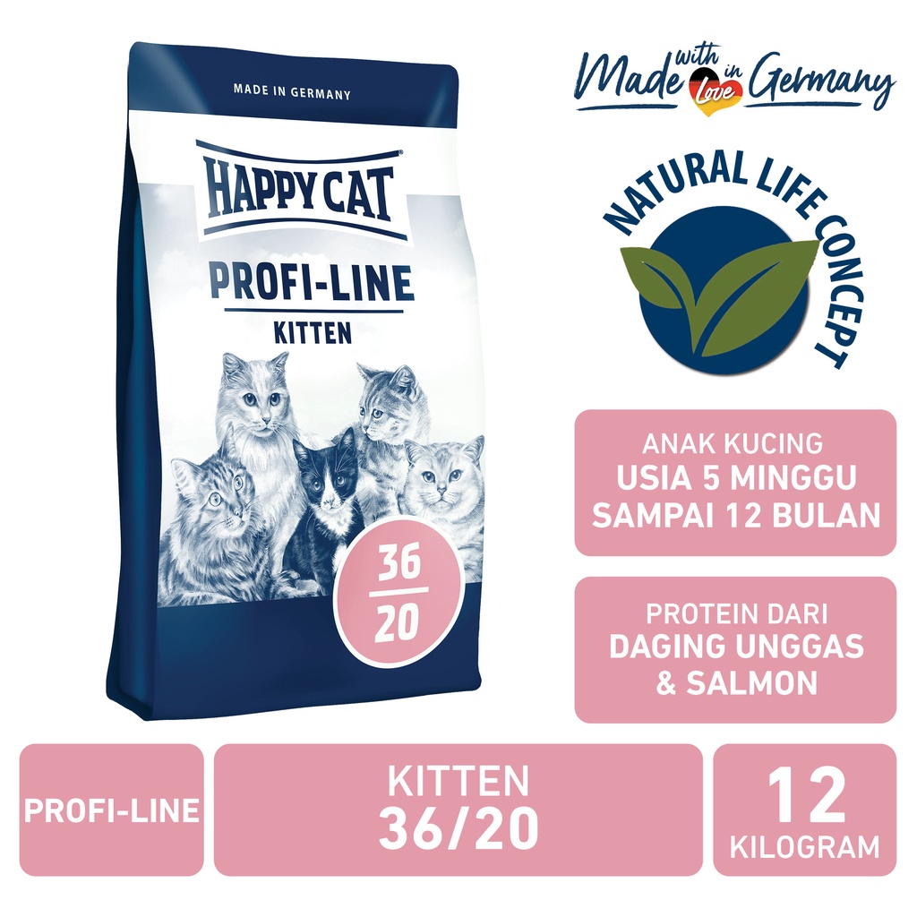 Jual Happy Cat Makanan Anak Kucing Profi-line Kitten 12kg | Shopee ...