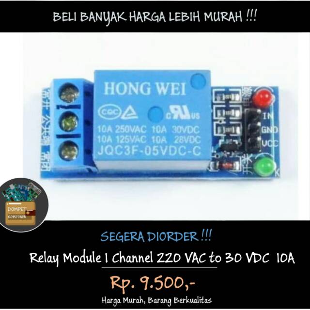 Jual RELAY 5V 1 CHANNEL OUTPUT 250VAC 30VDC 10A MODULE FOR ARDUINO ...
