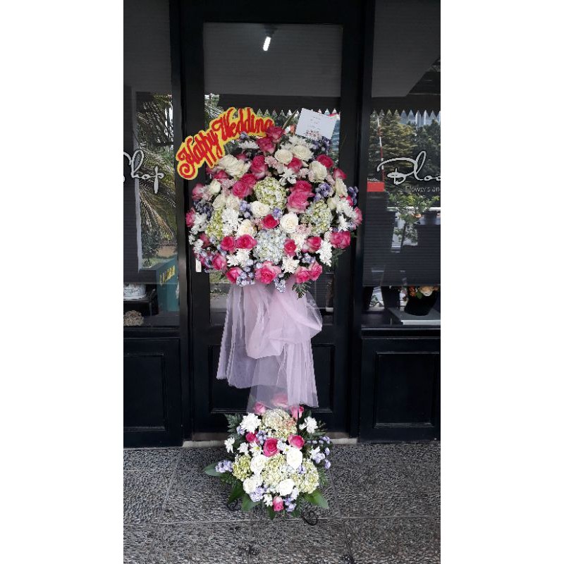 Jual BUNGA UCAPAN STANDING|BUNGA STANDING 2 SUSUN|HAPPY WEDDING|HAPPY ...