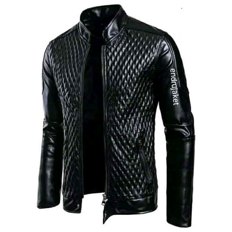 Jual jaket kulit sintetis pria/jaket biker's | Shopee Indonesia