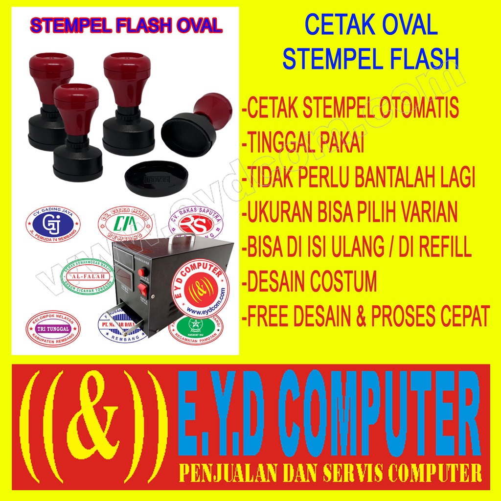 Jual CETAK STEMPEL FLASH OVAL FREE DESAIN COSTUM CAP SETEMPEL OTOMATIS PRINT STAMP WARNA KILAT ...