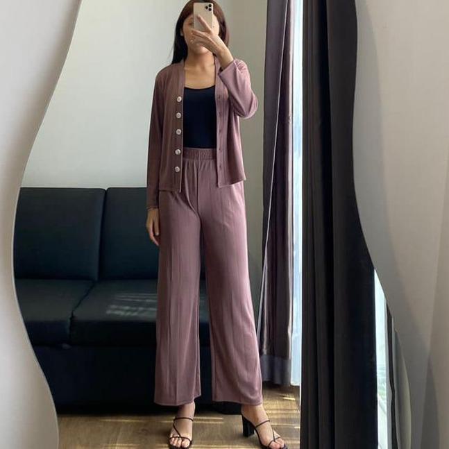 Jual Sora Knit Set - Stelan Knit - Stelan Outer Cardigan Kulot Wanita | Shopee Indonesia