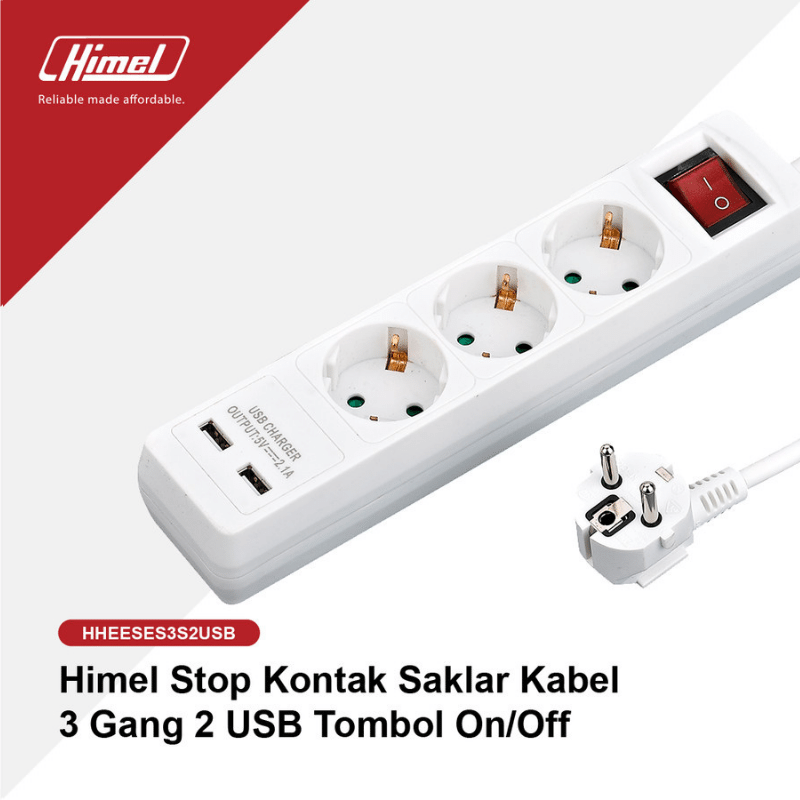 Jual Himel Stop Kontak Kabel Saklar 3 Gang + 2 USB Port | Shopee Indonesia