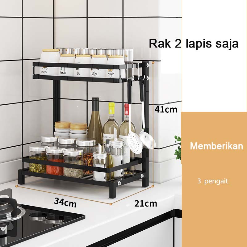 Jual NETEL Rak Penyimpanan Stainless Steel 2/3 Susun Tingkat Rak Bumbu ...
