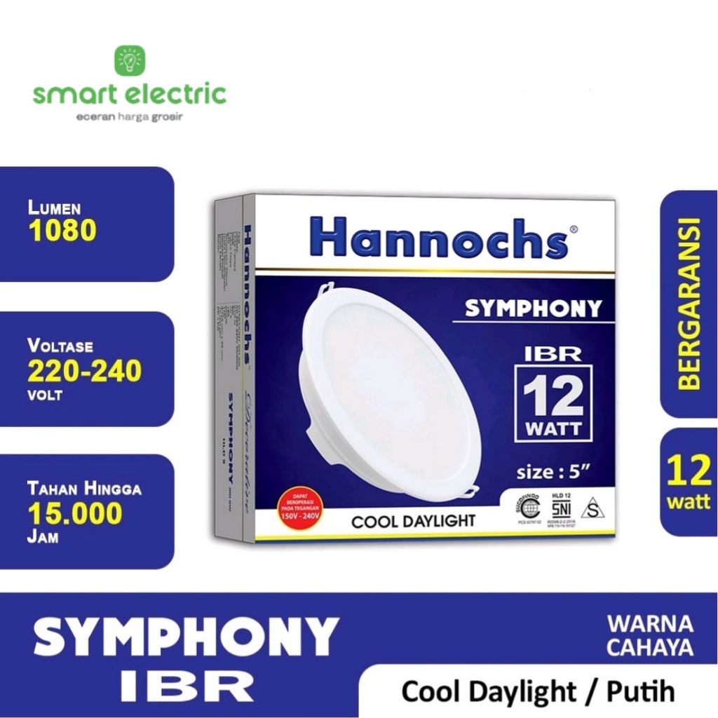Jual Hannochs symphony 12 watt Lampu Downlight LED Tanam Plafon Bulat ...