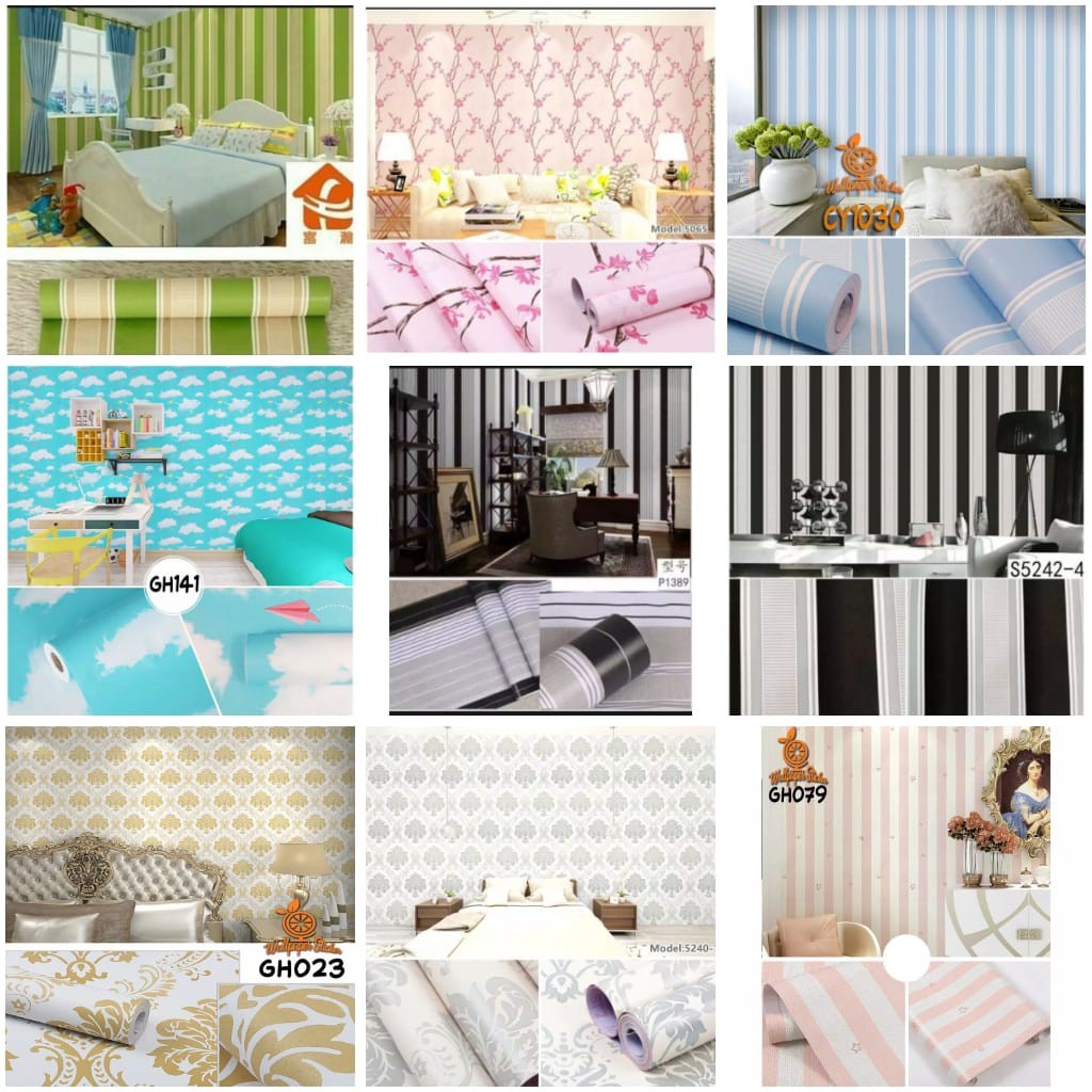 Jual Wallpaper Stiker Dinding Motif Salur hijau | Walpaper dinding Kamar Tidur | Wallpaper Ruang ...