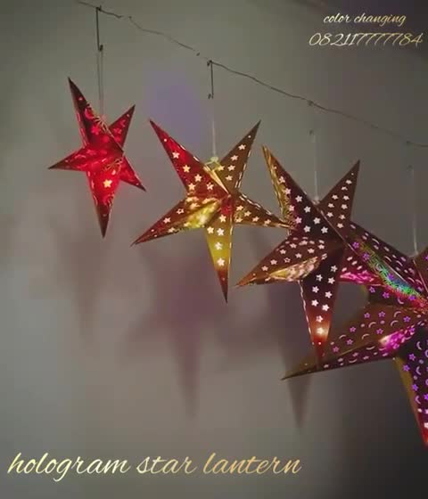 Jual lampion bintang 90 cm jumbo karton hologram tebal natal lebaran ...