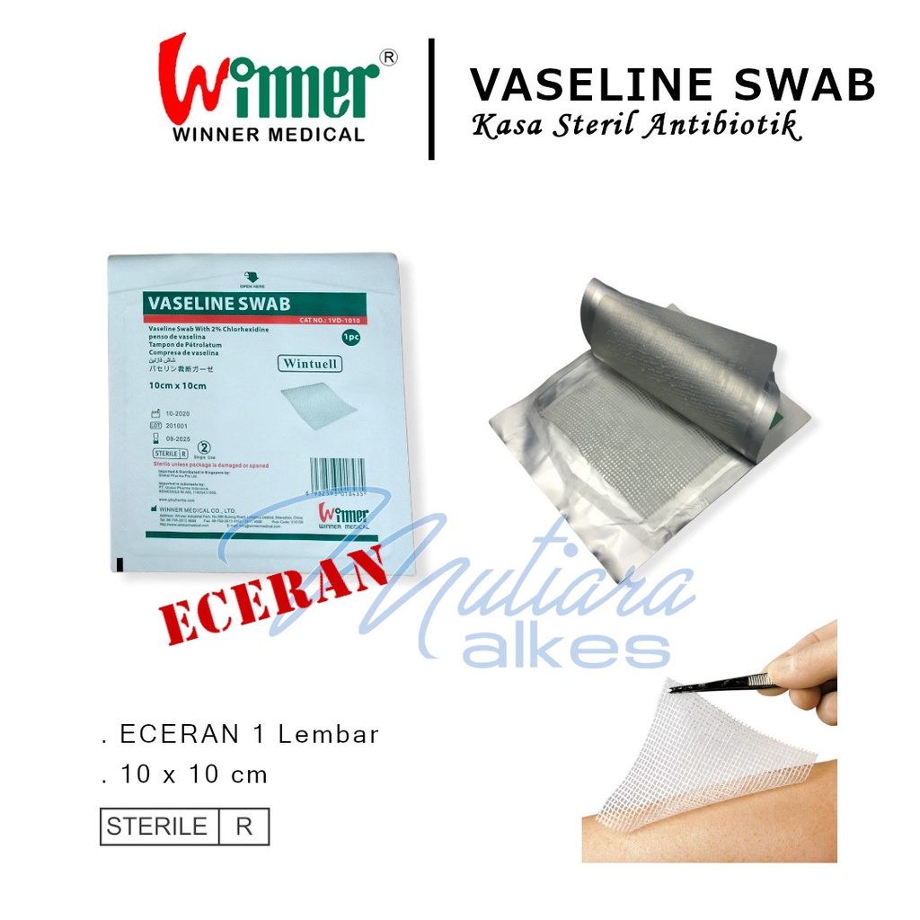 Jual (MUTIARA ALKES) ECERAN - VASELINE SWAB 10cm × 10cm / Kasa Steril ...