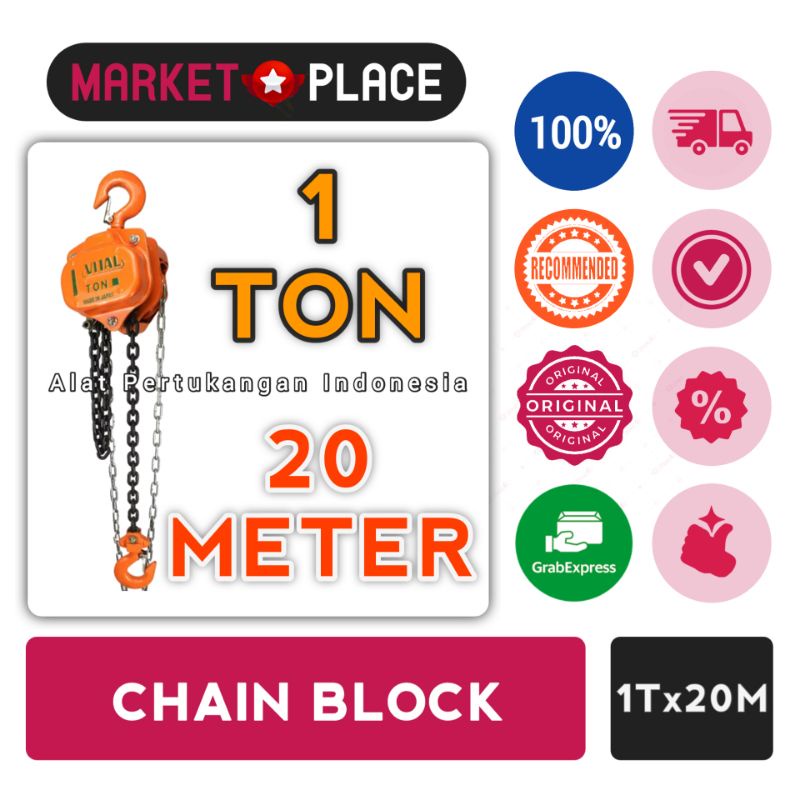Jual Vital VP5 Chain Block 1 Ton x 20 Meter Asli 100% Original Made in ...