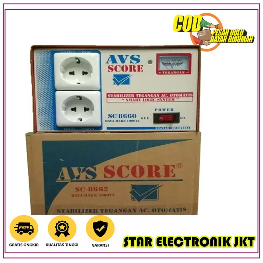 Jual Stabilizer Tegangan Ac Otomatis AVS SCORE SC -8662 DAYA MAX 1000 V ...