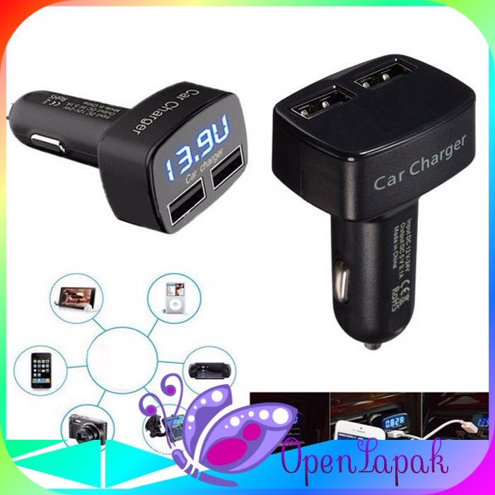 Jual Charger Mobil Fast Charging Dual USB 4IN1 CHARGER HP DI MOBIL 2 ...