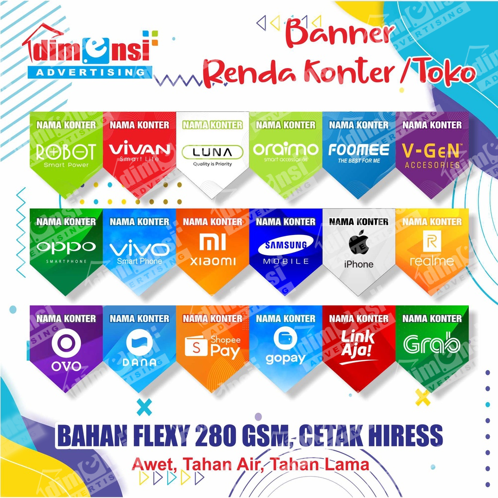 Jual Flag Banner Segitiga Murah / Banner Renda Konter Segitiga - DIMENSI ADV | Shopee Indonesia