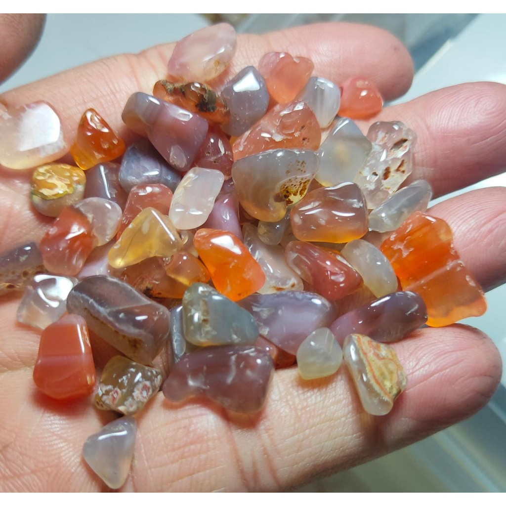 Jual Natural African Red Agate chips Gravel 8-12mm paket 100 grams ...