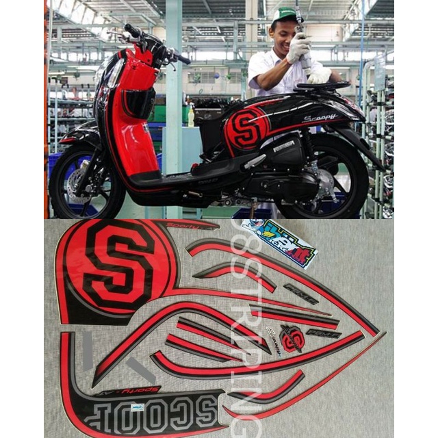 Jual STIKER STRIPING SCOOPY 2014 STANDAR ORI HONDA F1 FI MERAH HITAM ...
