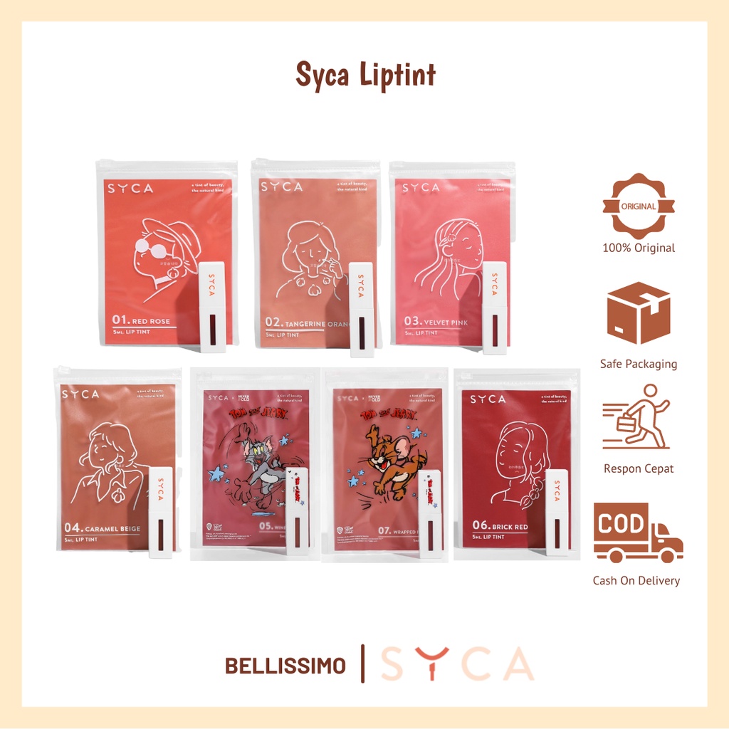 Jual SYCA LipTint Wrapped In Nude/Wine Berry/Red Rose/Tangerine Orange ...