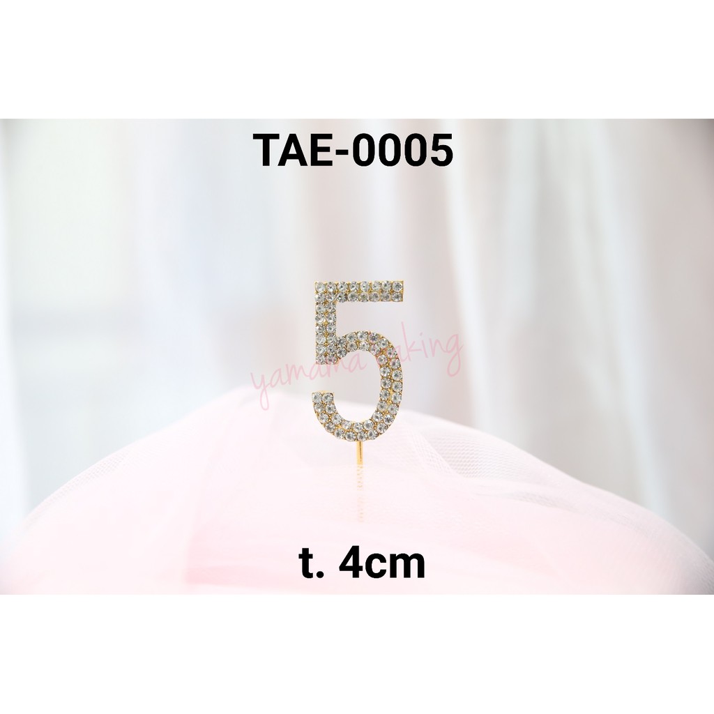 Jual GR-TAE Cake topper hiasan kue lilin angka besi berlian kristal ...