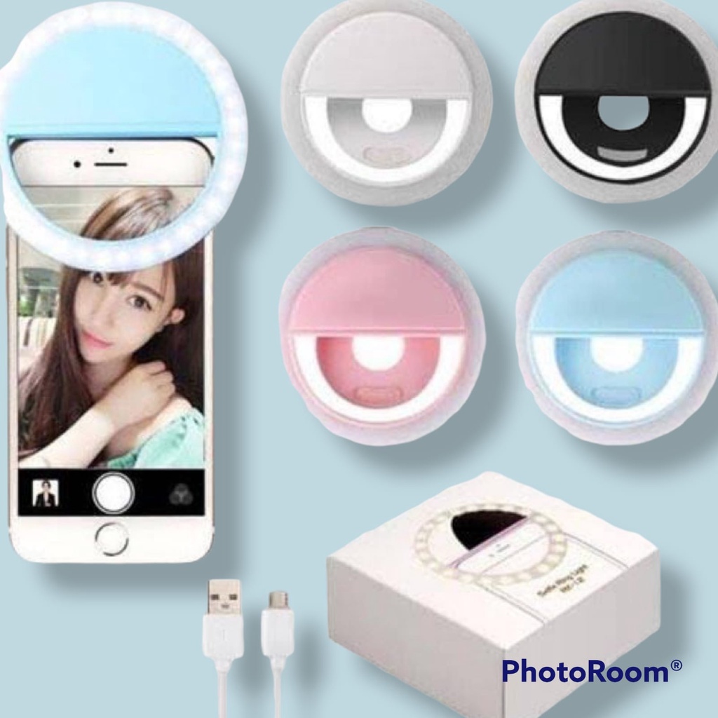 Jual SELFIE MINI RING LIGHT 3 MODE RECHARGEABLE MURAH | Shopee Indonesia