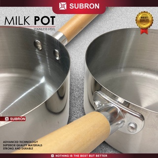 Jual SUBRON Panci susu Milk Pot Pegangan Kayu 14cm 16cm 18cm Stainless ...
